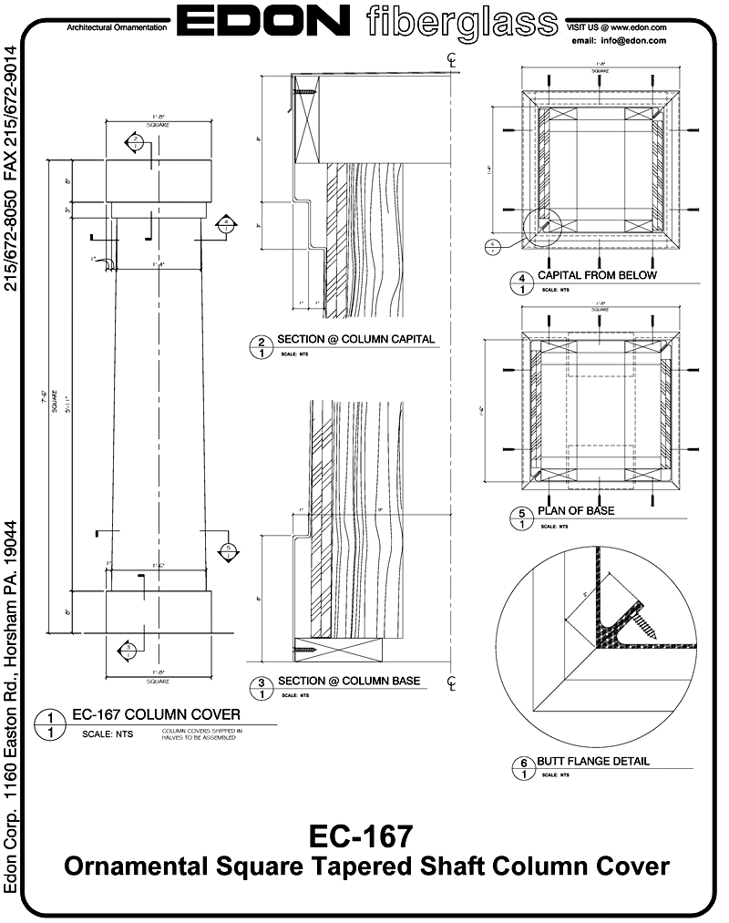 EC167 - Ornamental Square Tapered Shaft Column Cover