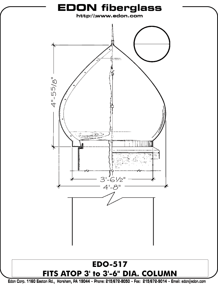 EDON Fiberglass Architectural - Ornamental FRP Exterior Dome EDO517